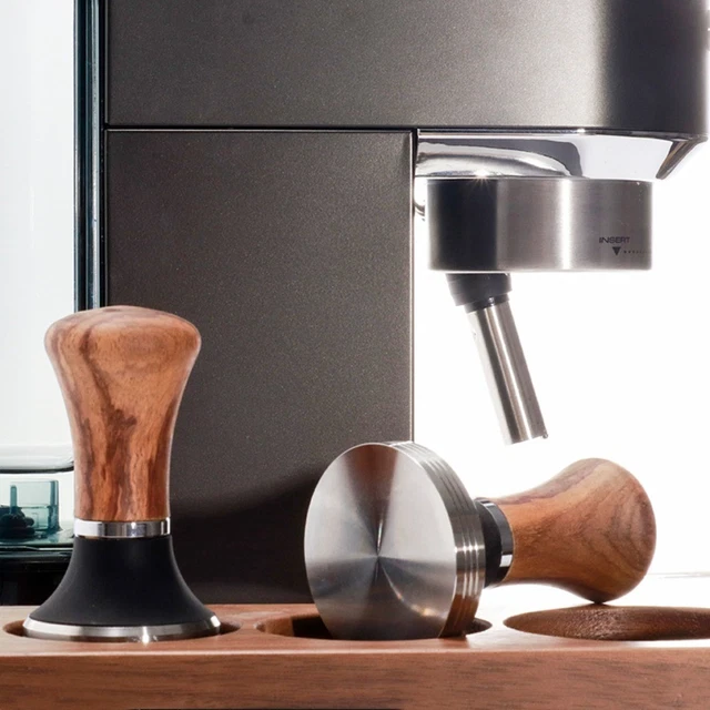 FLAT BASE WALNUT Handle Coffee Tamper Manual Coffee Powder Pressing ...