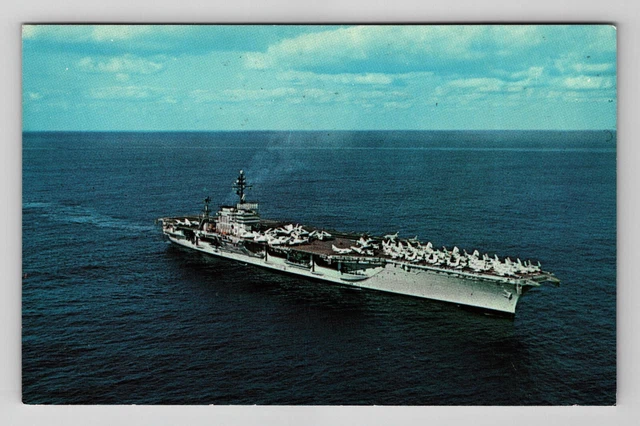 POSTCARD AIRCRAFT CARRIER USN Navy Ship USS Constellation Aerial Sea ...
