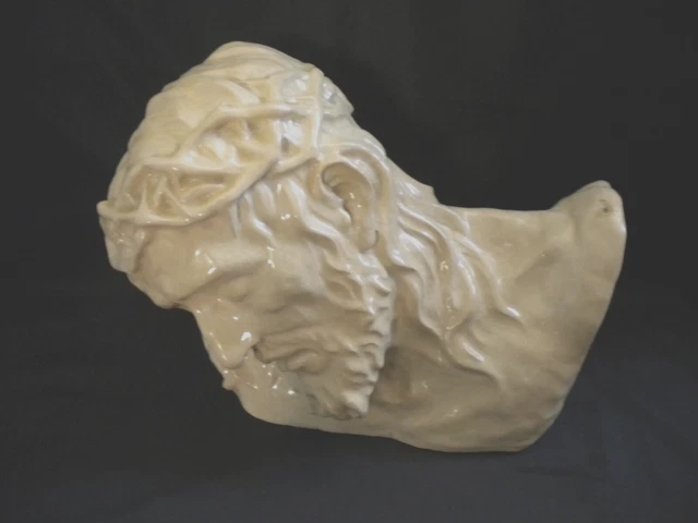 TÊTE DE CHRIST en faïence de Malicorne 1930 par Emile LELAIR EUR 280,00 ...