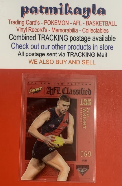 SELECT AFL FOOTY Stars 2023 - PETER WRIGHT Essendon Classified AC135 69 ...