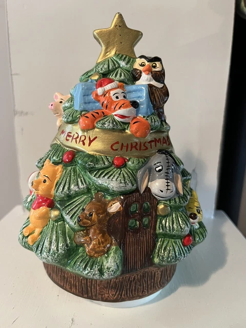 DISNEY WINNIE THE Pooh Ceramic Music Box Turning Christmas Tree Jingle ...