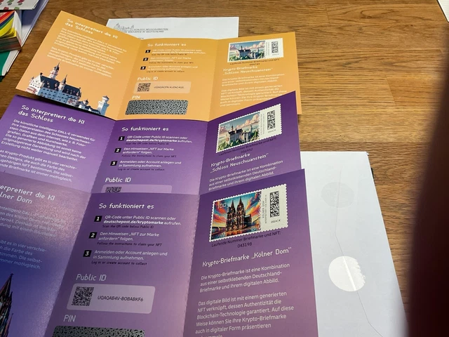 2024 KRYPTO-BRIEFMARKE,SCHLOSS NEUSCHWANSTEIN Gelb, Lila Und Kölner Dom ...