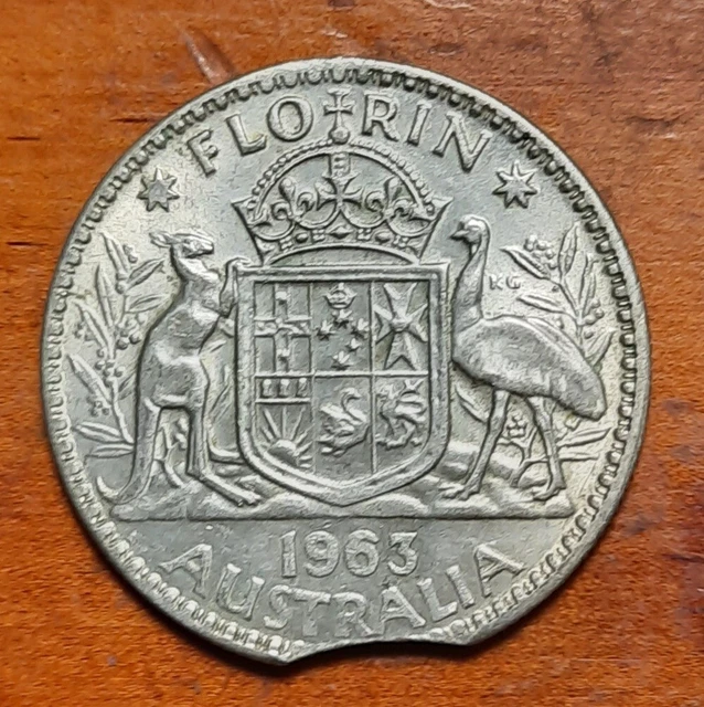 1946 AUSTRALIA SILVER Florin Coin MISS STRIKE Clipped Bitten Planchet Edge Error $30.00 ...