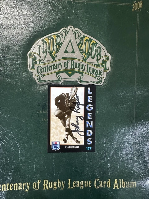 JOHNNY RAPER ST George Dragons Signed NRL 1994 Legends Series 1 Card ...