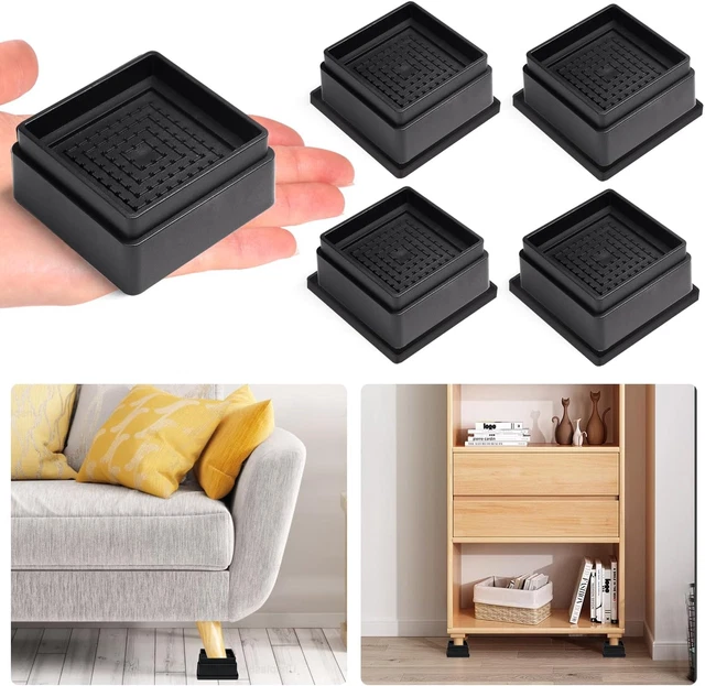 4 PACK BED Risers Heavy Duty Adjustable 1 Inch, Stackable Furniture ...
