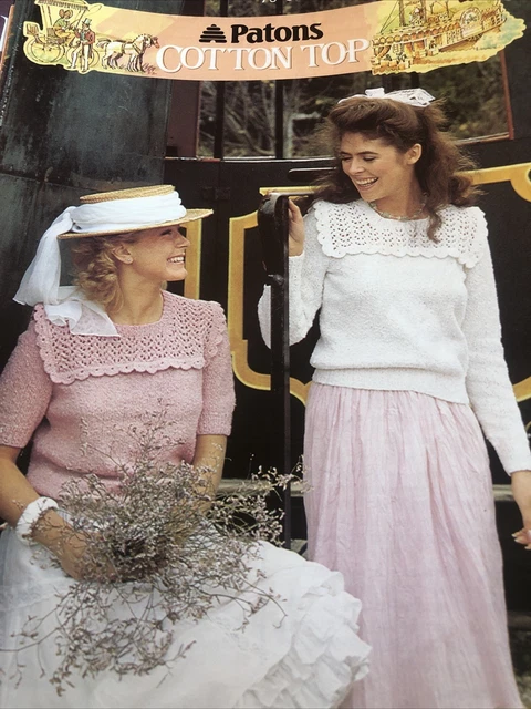 PATONS KNITTING PATTERN B 7129 for Ladies Lace Yoke Sweaters £1.16 ...