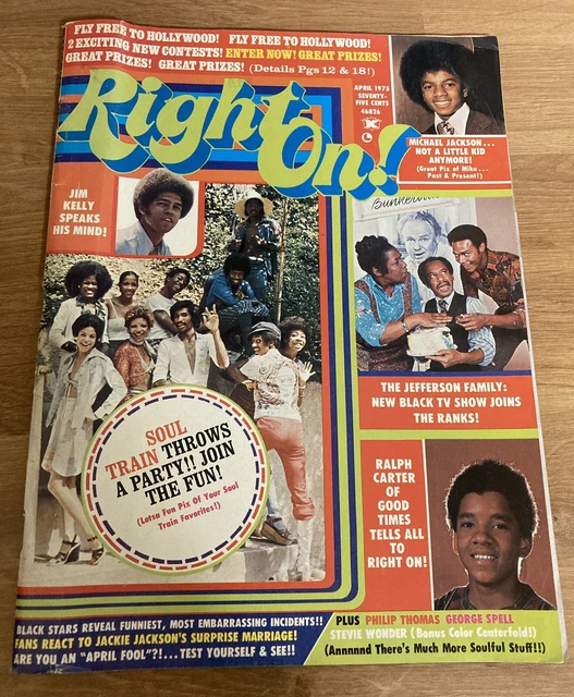 VINTAGE RIGHT ON Magazine April 1975 Featuring Michael Jackson Soul ...