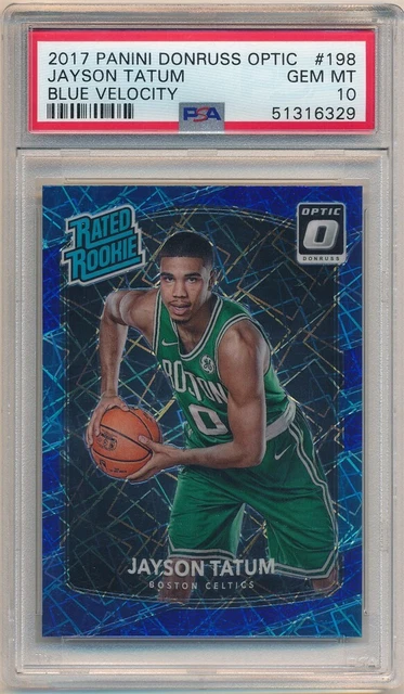 JAYSON TATUM 2017/18 Donruss Optic #198 Rc Blue Velocity Prizms Psa 10 ...