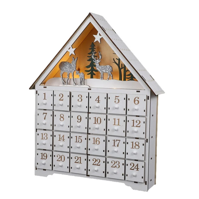 CHRISTMAS ADVENT CALENDAR: 2026 Wooden Led House Countdown Decoration ...