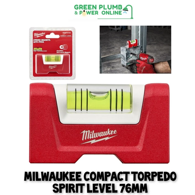MILWAUKEE MAGNETIC LEVEL Torpedo Compact Spirit Level 3" Mini 1 Vial £ ...