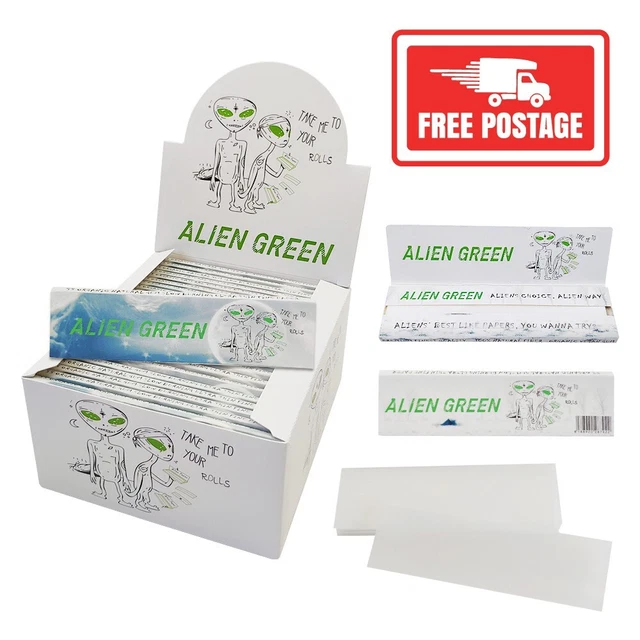 ALIEN GREEN KING Size WIDE White Rice Rolling Papers (FREE P&P) £6.71 ...