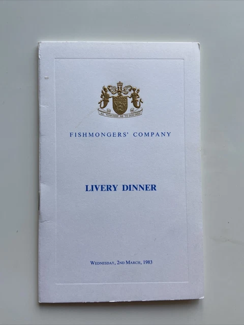 FISHMONGERS COMPANY GOLD Crest Livery Dinner Menu Lord Mayor Sir ...