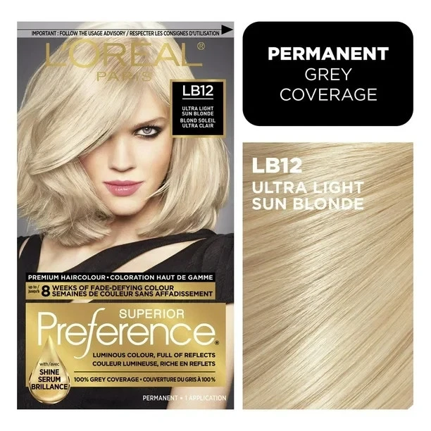 L'ORÉAL PARIS SUPERIOR Preference Permanent Hair Dye LB12 ULTRA LIGHT ...