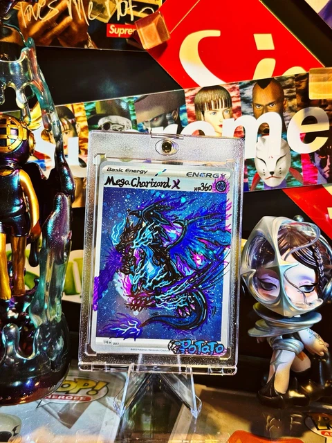 POKEMON MEGA CHARIZARD X ex SIR 125/094 Phantasmal Flames Hand Draw DIY ...