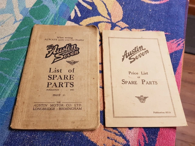 AUSTIN SEVEN ORIGINAL Illustrated Spare Parts List & Price List 1930/ ...