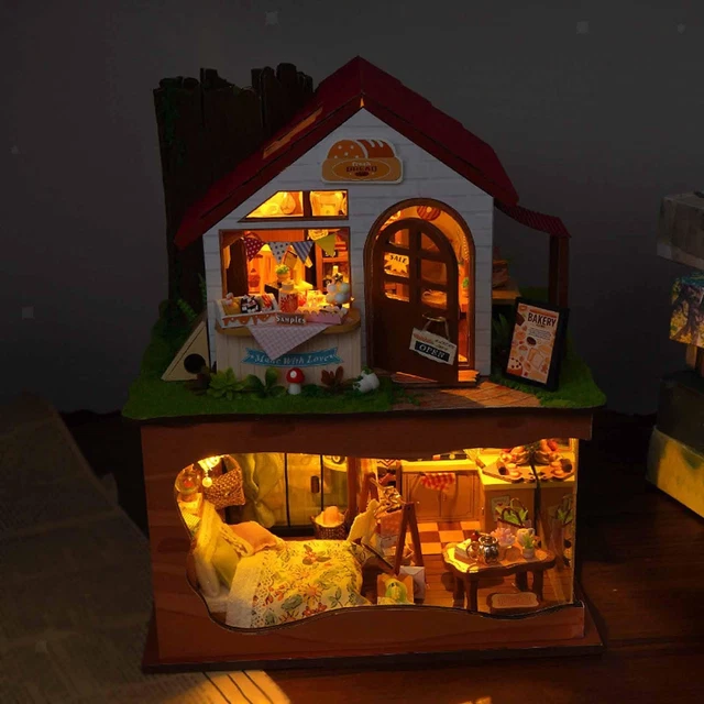 DIY MINIATURE HOUSE Kit Collectibles Bedside Diorama House Building ...