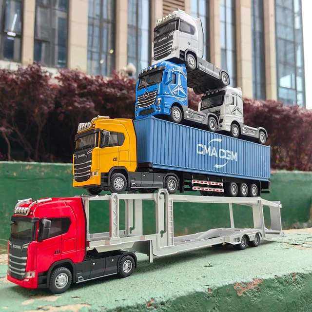 MODELLINO CAMION DIE Cast Container Truck 1:50 Scania Consegne Mezzi ...