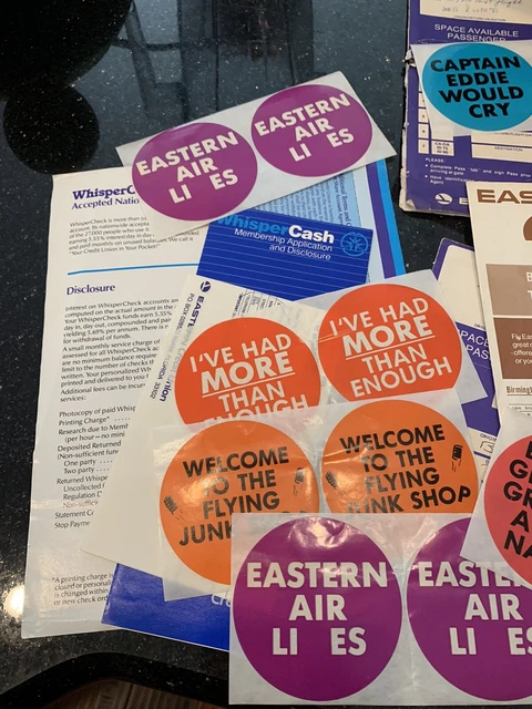 EASTERN AIRLINES PARAPHERNALIA/ timetables 1980-81/ stickers ...