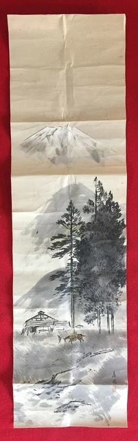 N1456 JAPANESE VINTAGE MAKURI MEKURI HONSHI Hand Paint Paper Fuji ...