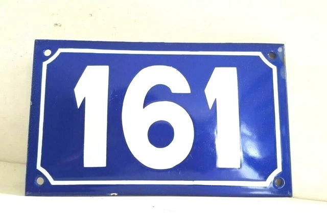 VINTAGE FRENCH ENAMEL domed house number 161 sign for mailbox , door ...