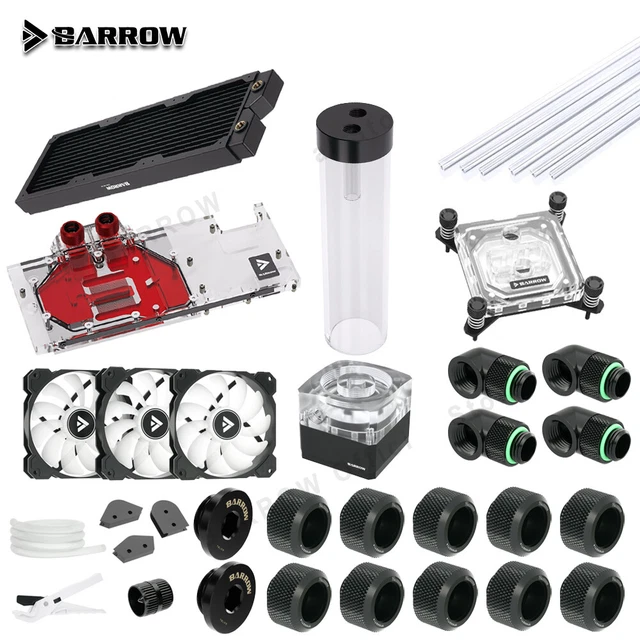 BARROW HARD TUBE Water Cooling Kit GPU / CPU Block + Radiator + Pump ...