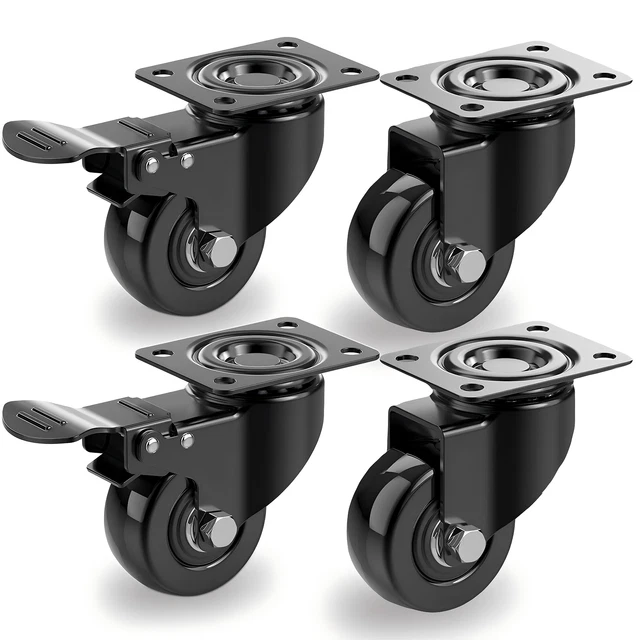 4 X HEAVY Duty Swivel Castor Wheels Trolley 50mm Furniture Casters ...