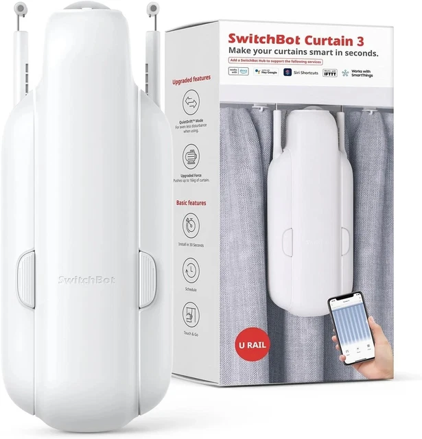 SWITCHBOT CURTAIN 3 U Rail Smart Curtain System Opener Bluetooth Remote Control £39.99 - PicClick UK