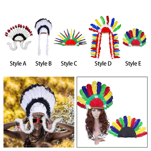 AMERICAN CHIEF INDIAN Native Hat Headpiece Feather Headdress for Fancy ...