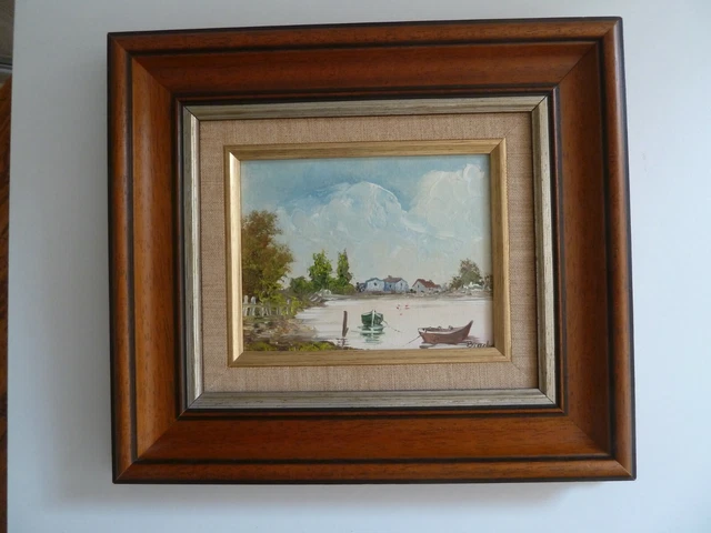 TABLEAU DE PEINTURE marine authentique signé BRACHET petit port de ...