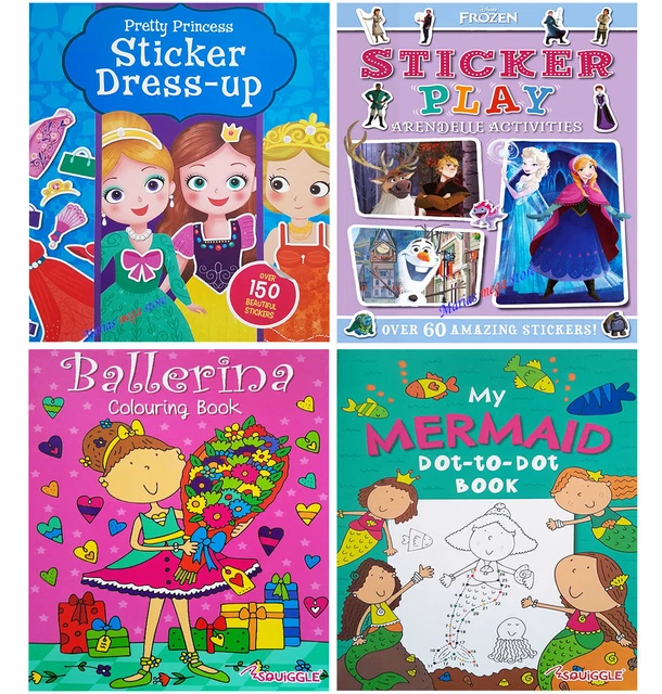 DISNEY GIRLS COLOURING Books Kids Childrens Sticker Activity Book ...