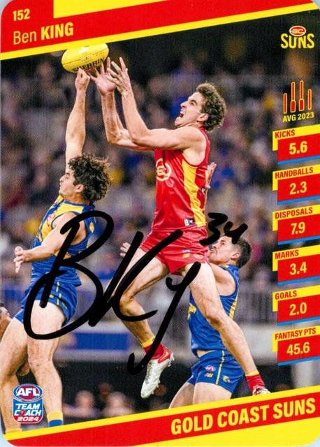 SIGNED 2024 GOLD Coast Suns AFL TeamCoach Card - Ben King EUR 7,48 ...