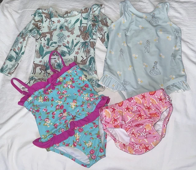 BABY GIRL SWIMMER/BATHER/TOGS.6-12 Mth/0. X4 Items Inc Big Softies ...