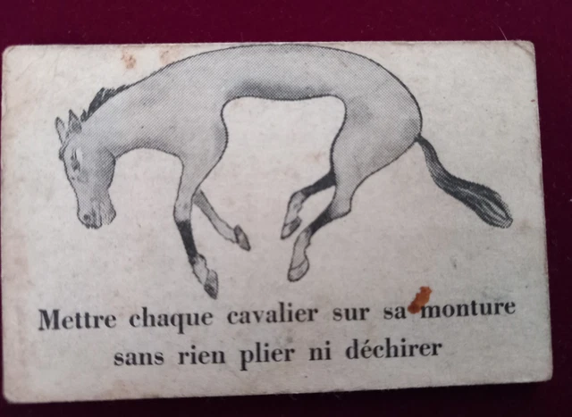 RARE CARTE ANCIENNE Du Jeux Cavalier Chevaux Jeu De Réflexion Ancien ...