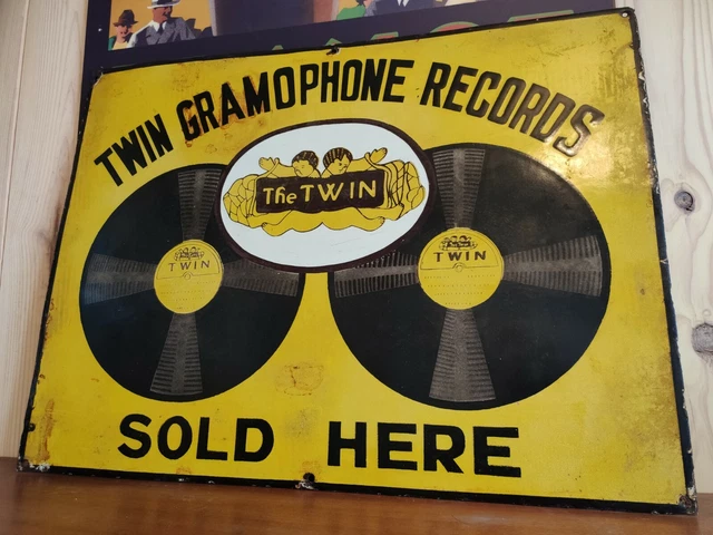 RARE PLAQUE ÉMAILLÉE ancienne Twin gramophone records EUR 550,00 ...