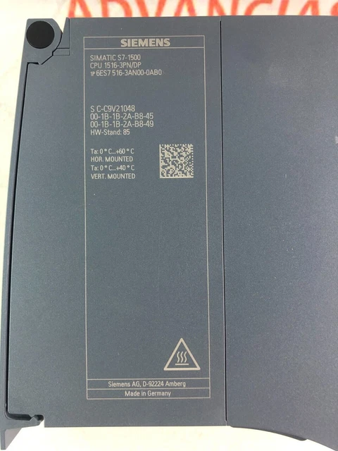 SIEMENS SIMATIC CPU 1516-3 PN/DP, 6ES7516-3AN00-0AB0, 6ES7 516-3AN00 ...