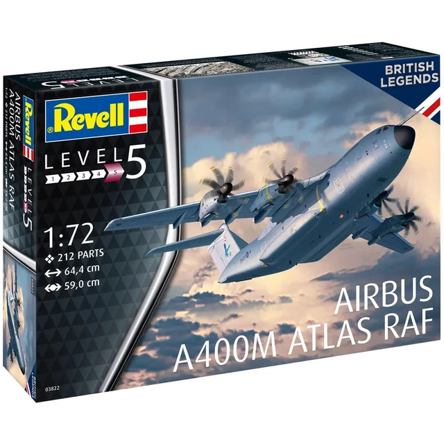 REVELL AIRBUS A400M Atlas RAF Model Kit British Legends 212 Parts Scale ...