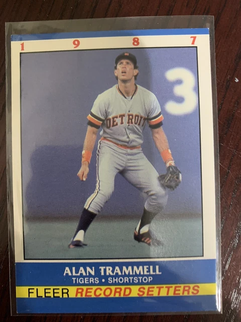 1987 FLEER RECORD Setters Baseball Alan Trammell Card # 38 Detroit ...