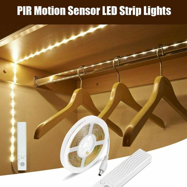 2M PIR MOTION Sensor LED Strip Light Battery Powered Home Stair Cabinet ...