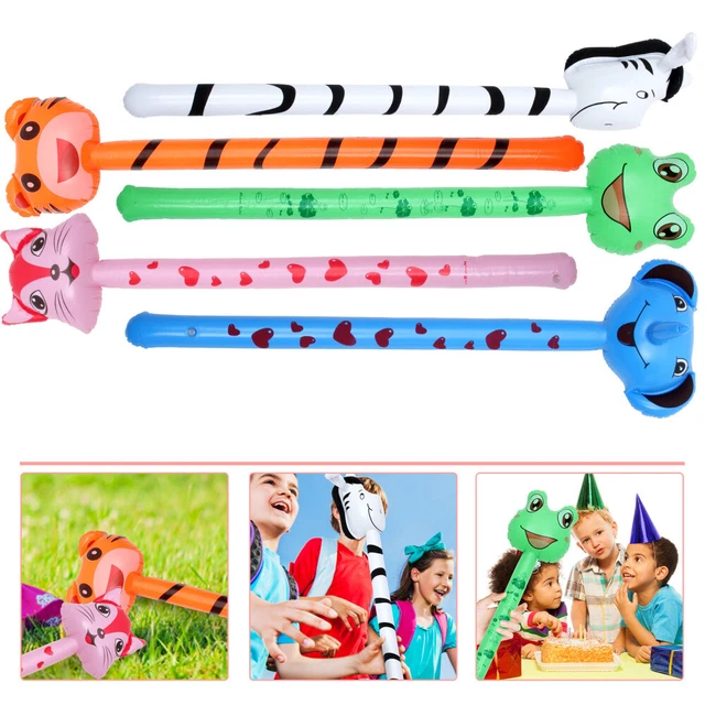 5 PCS INFLATABLE Animal Stick Pvc Child Blow up Animals Fun Hammer Toy ...