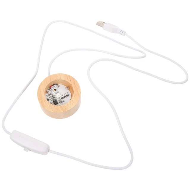 WOODEN LIGHT BASE Small Wooden LED Display Stand Round Lighted for DIY ...