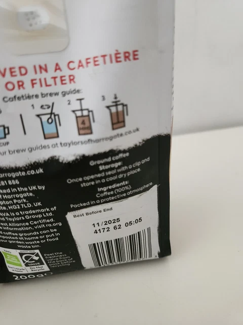 TAYLORS OF HARROGATE Hot Lava Java Boden Kaffee 2x 200g Extra Dunkel ...