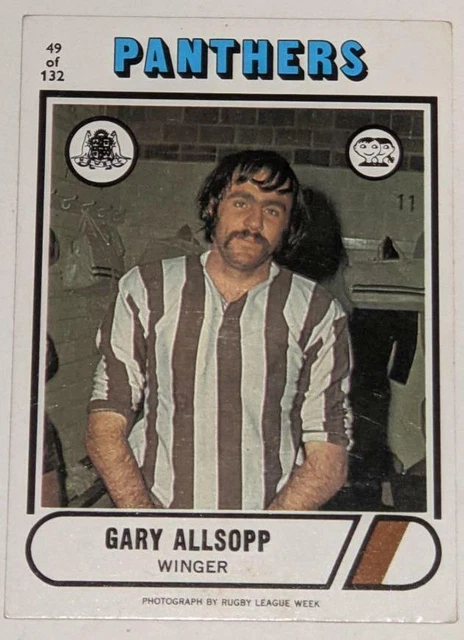 RUGBY LEAGUE CARD , Scanlens 1976 Gary Allsopp Penrith Panthers #49 $11 ...