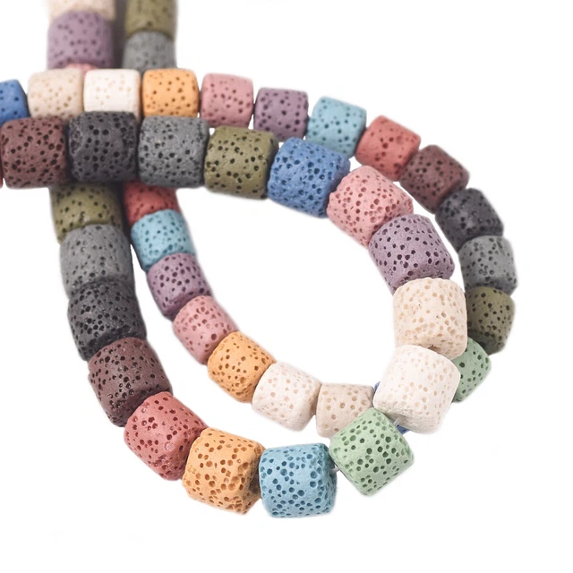 10PCS NATURAL VOLCANIC Lava Stone Cylinder Shape 8mm 10mm Loose Beads ...