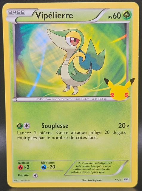 RARE CARTE POKÉMON VIPELIERRE 5/25 PV 60 McDonald’s 25 ans 2021 ...