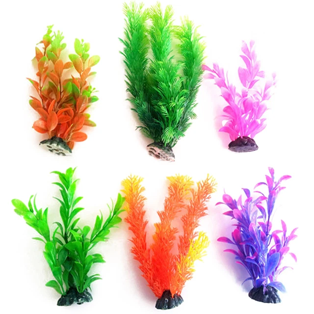 6 PZ ACQUARIO decorativo pianta subacquea artificiale erba marina ...