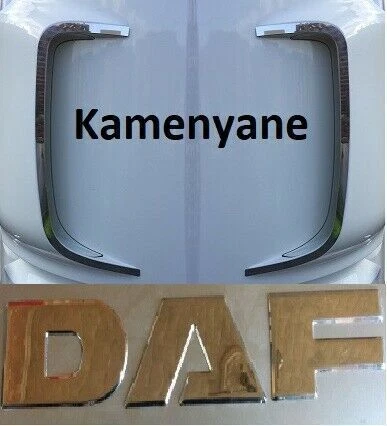 FOR DAF XF 106 Chrome Grill Sides & Name Logo Badge 5 Piece Stainless ...