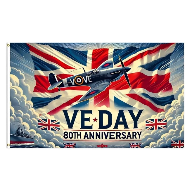 VE DAY 80TH Anniversary Flag 2025 Large 5ft X 3ft VE 80th... £18.99 ...