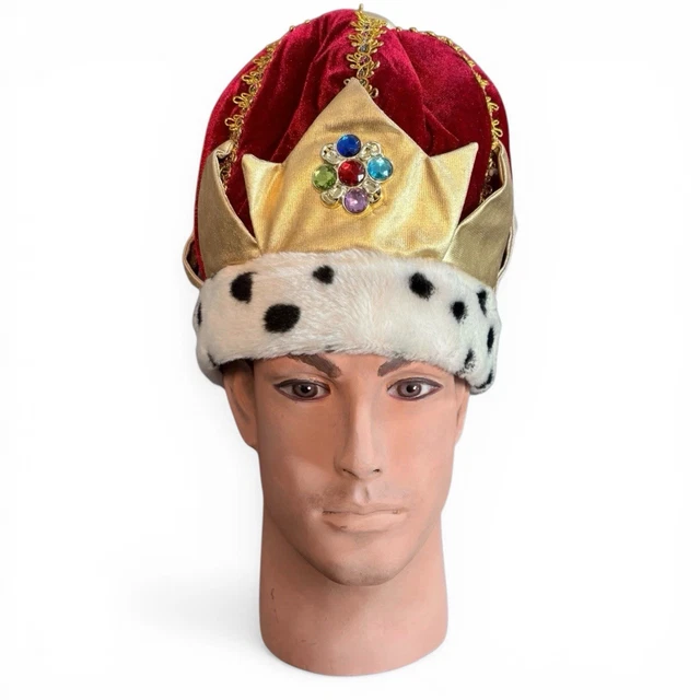 ELOPE ROYAL KING Queen Crown Hat Red Velvet Jeweled Costume Renaissance ...