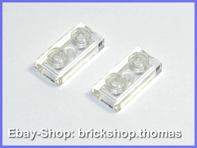 LEGO 2 X Platte (1 x 2) - 3023 transparent - trans clear Plate - NEU ...