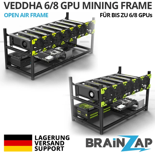 VEDDHA 6 / 8 GPU Stackable Open Air Mining Case Frame Rig Bracket ...